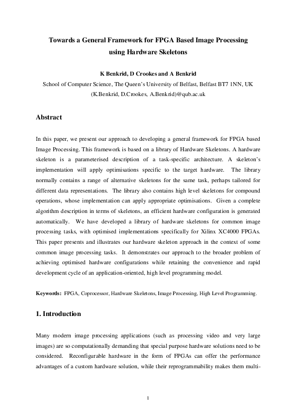 Pdf Towards A General Framework For Fpga Based Image Processing Using Hardware Skeletons