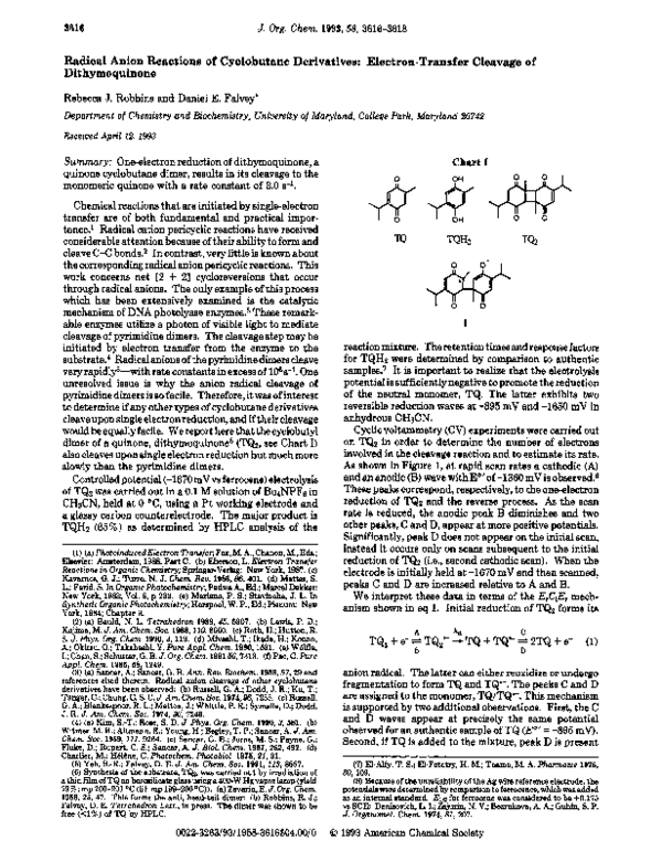 (PDF) Radical anion reactions of cyclobutane derivatives; electron ...