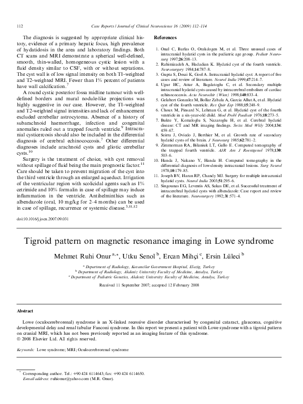 (PDF) Tigroid pattern on magnetic resonance imaging in Lowe syndrome