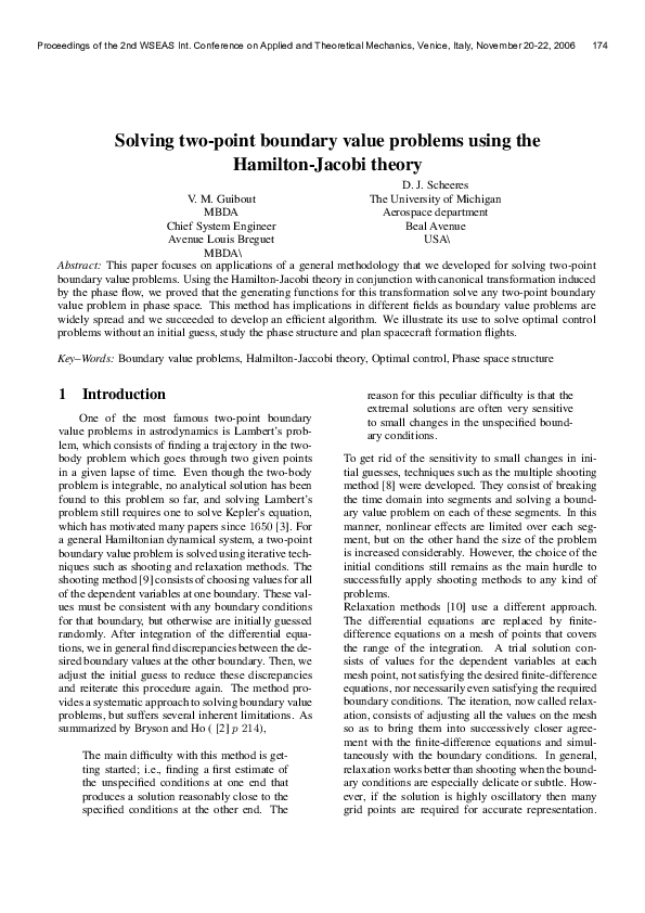 (PDF) Solving two-point boundary value problems using the Hamilton-Jacobi theory