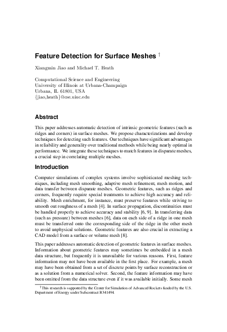 (PDF) Feature detection for surface meshes