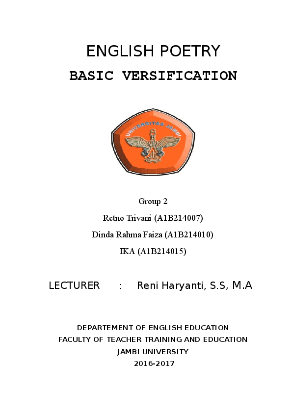 (DOC) BASIC VERSIFICATION POETRY