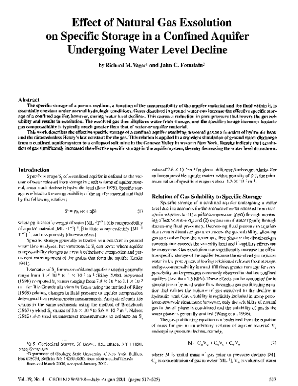 (PDF) Effect of Natural Gas Exsolution on Specific Storage in a ...