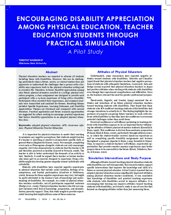 (PDF) Encouraging Disability Appreciation Among Physical Education ...
