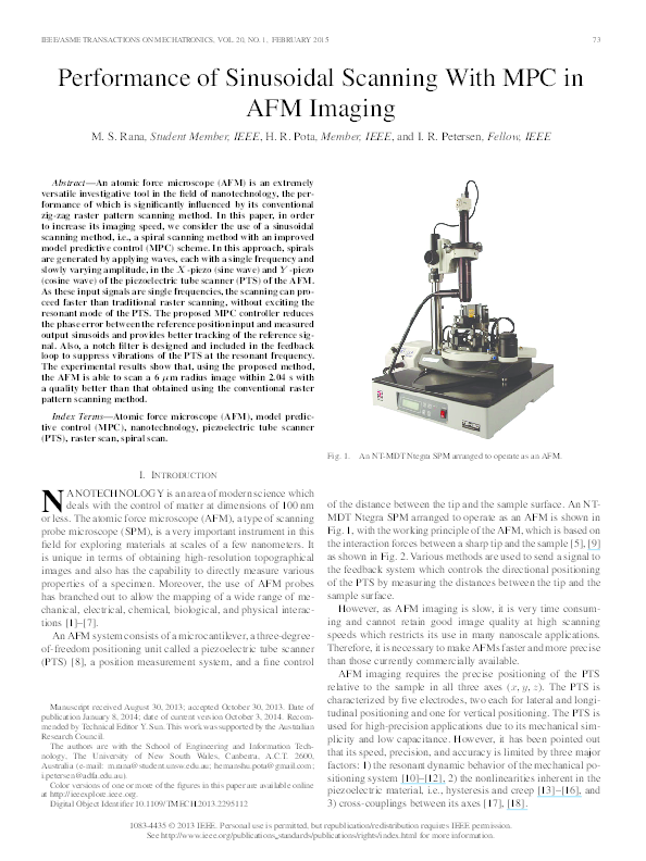 (PDF) Performance of Sinusoidal Scanning With MPC in AFM Imaging