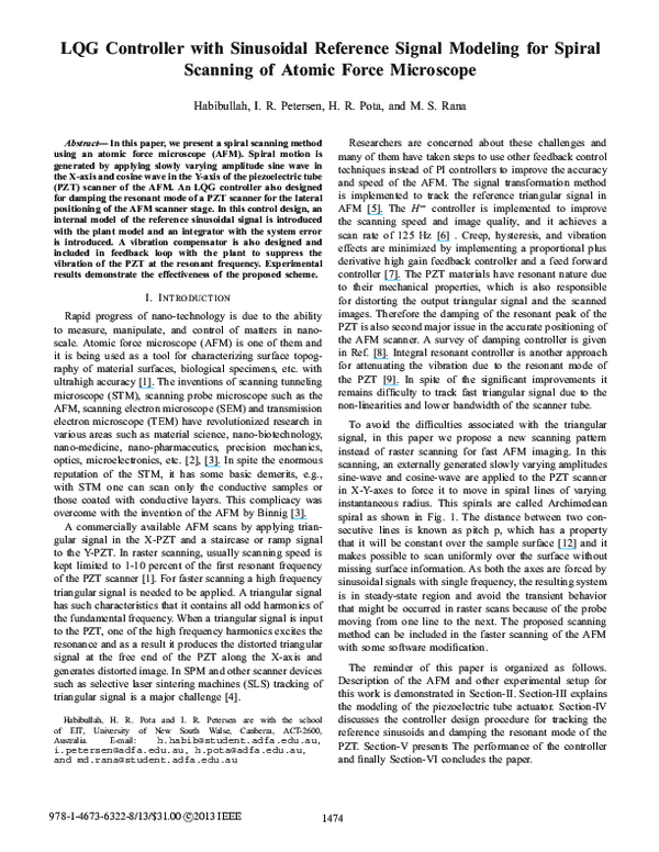 (PDF) LQG controller with sinusoidal reference signal modeling for spiral scanning of atomic ...