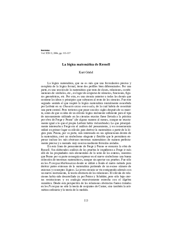 (PDF) La lógica matemática de Russell