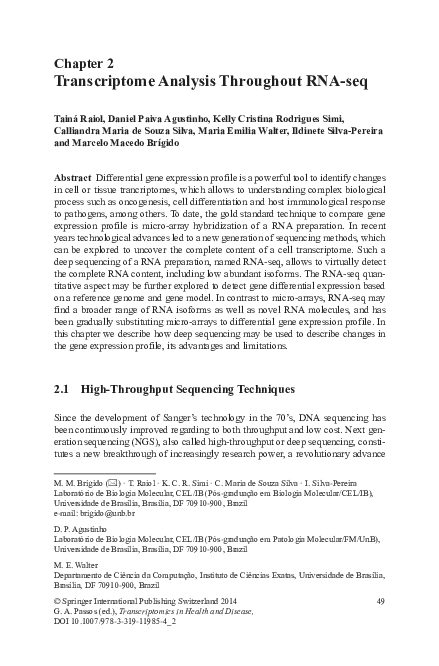 (PDF) Transcriptome Analysis Throughout RNA-seq