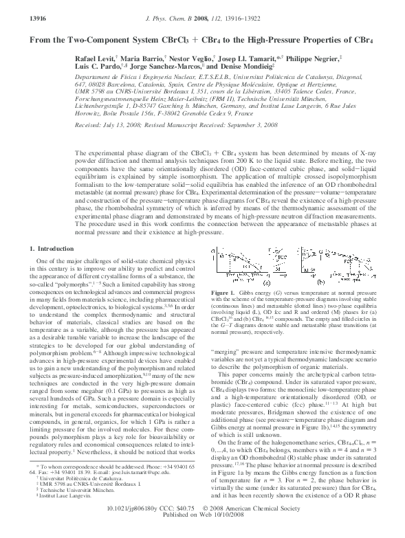 (PDF) From the Two-Component System CBrCl 3 + CBr 4 to the High ...