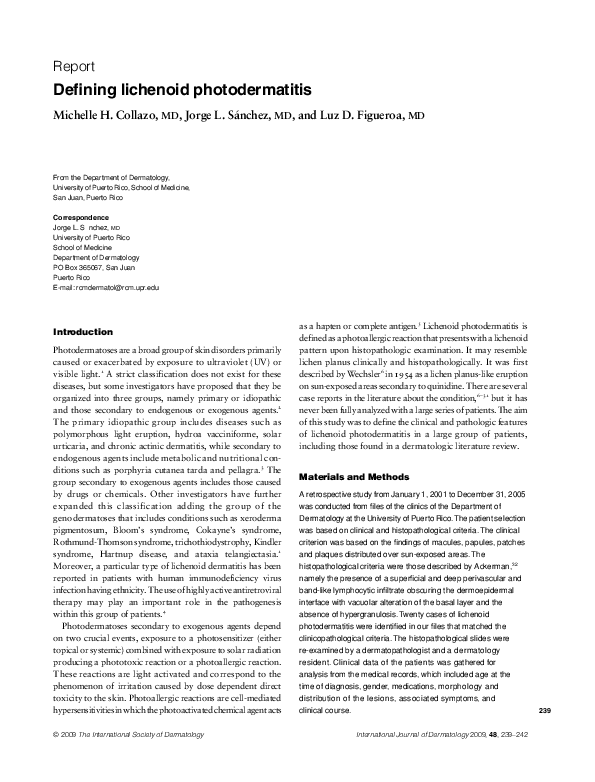 (PDF) Defining lichenoid photodermatitis