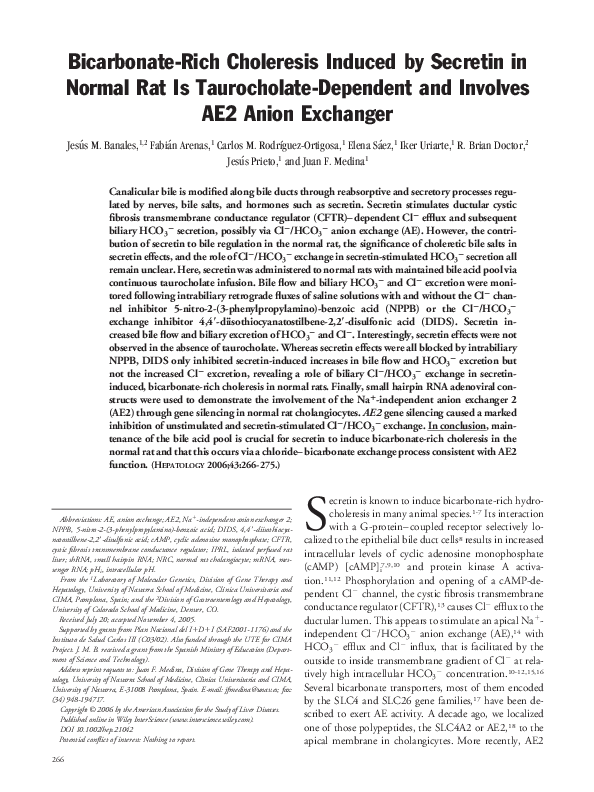 (PDF) Bicarbonate-rich choleresis induced by secretin in normal rat is ...