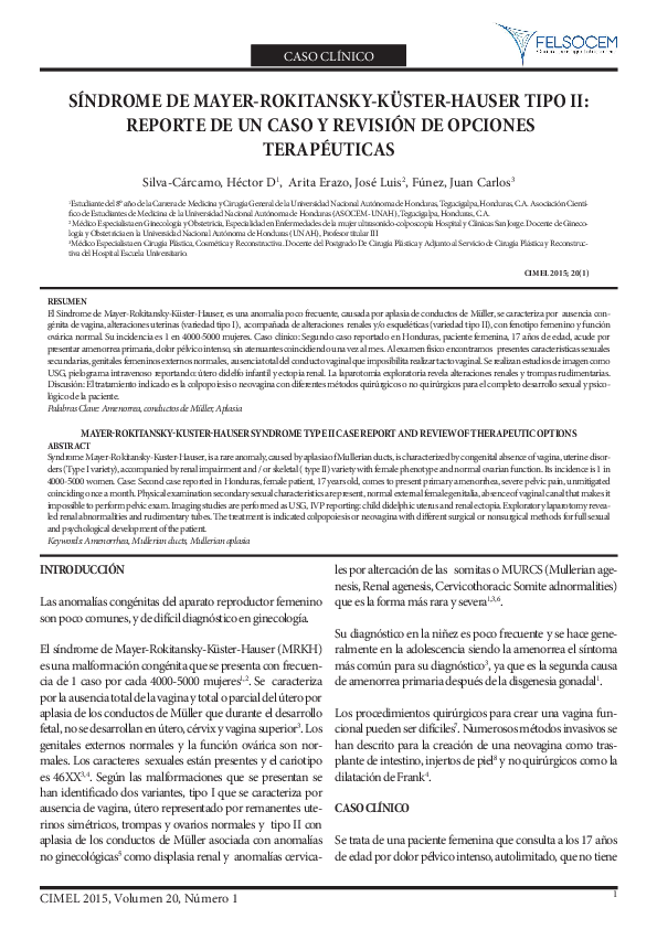 (PDF) SÍNDROME DE MAYER-ROKITANSKY-KÜSTER-HAUSER TIPO II: REPORTE DE UN ...
