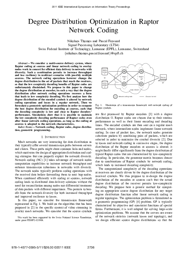 (PDF) Degree distribution optimization in Raptor network coding