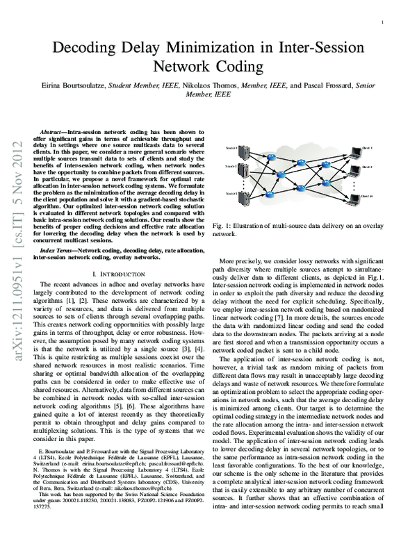 (PDF) Decoding Delay Minimization in Inter-Session Network Coding