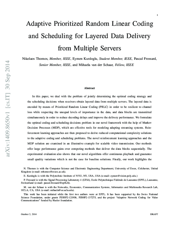 Pdf Adaptive Prioritized Random Linear Coding And Scheduling For