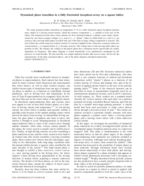 (PDF) Dynamical phase transition in a fully frustrated Josephson array on a square lattice