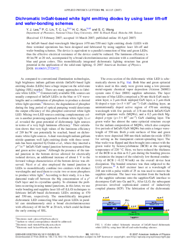 (PDF) Dichromatic InGaN-based white light emitting diodes by using ...