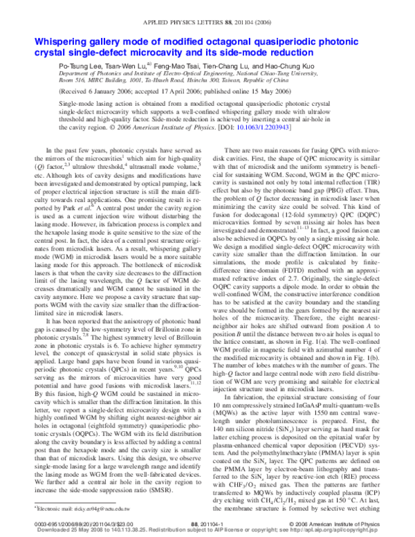 (PDF) Whispering gallery mode of modified octagonal quasiperiodic ...