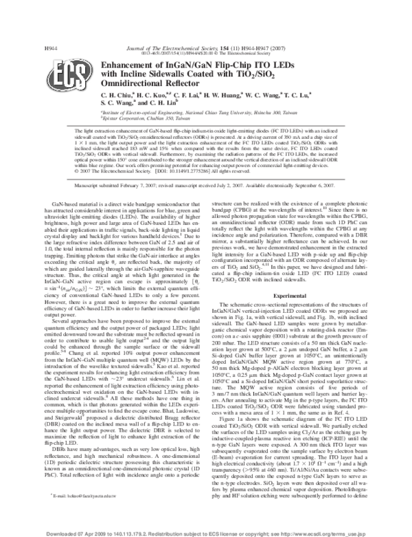 (PDF) Extraction Efficiency of GaN-Based LEDs | V. Schwegler - Academia.edu
