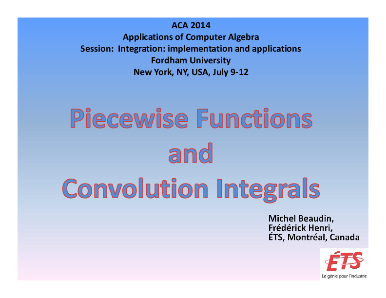 (PDF) Convolution Integrals with Nspire CAS