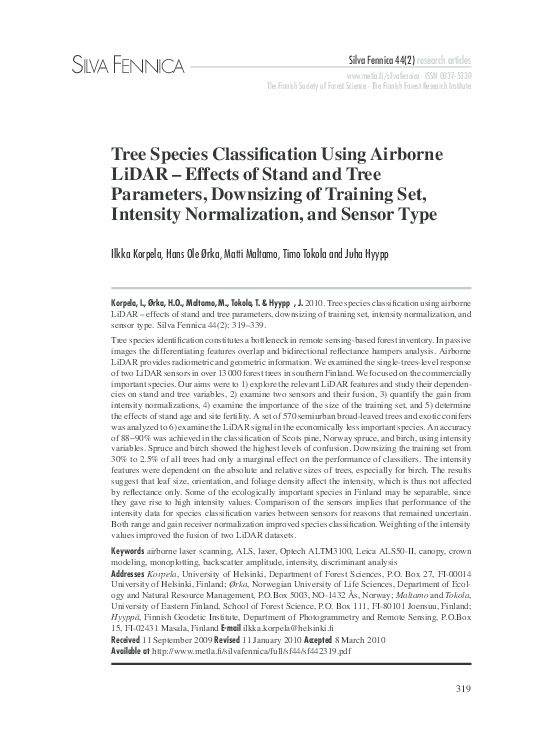(PDF) Tree species classification using airborne lidar effects of stand ...