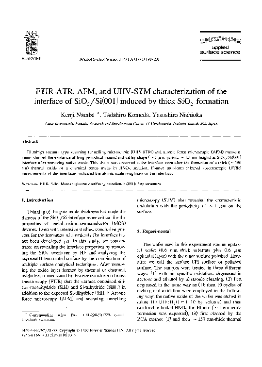 (PDF) FTIR-ATR, AFM, and UHV-STM characterization of the interface of ...