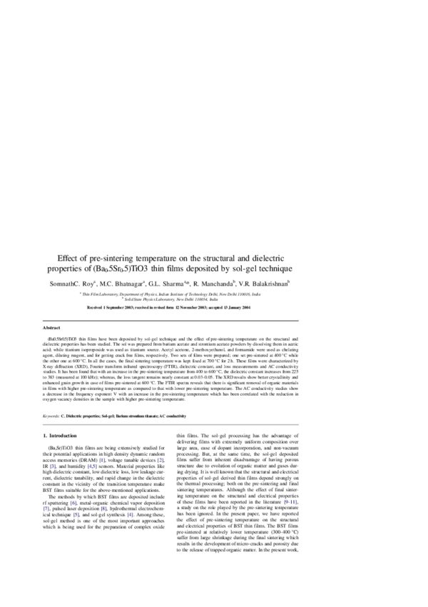 Pdf Effect Of Pre Sintering Temperature On The Structural And
