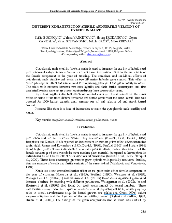 (PDF) Different xenia effect on sterile and fertile versions of hybrids ...