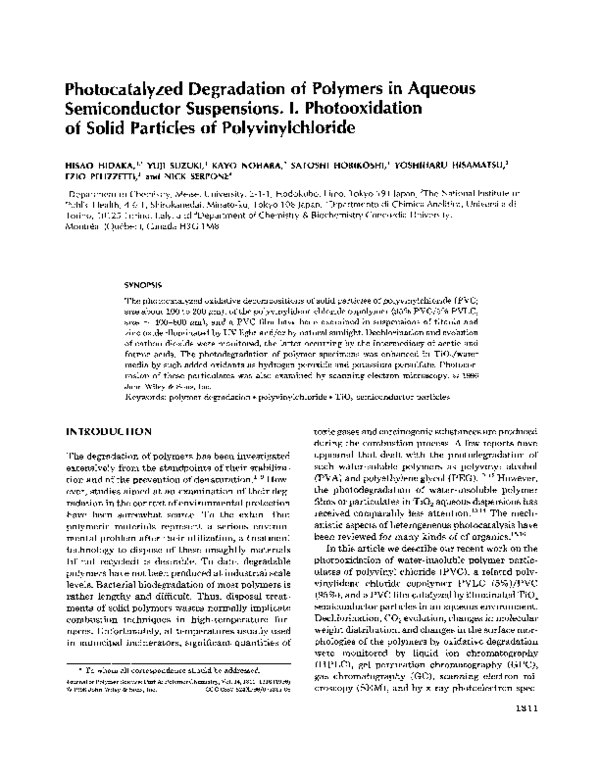 (PDF) Photocatalyzed Degradation of Polymers in Aqueous Semiconductor ...