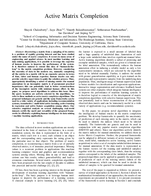 (PDF) Active Matrix Completion