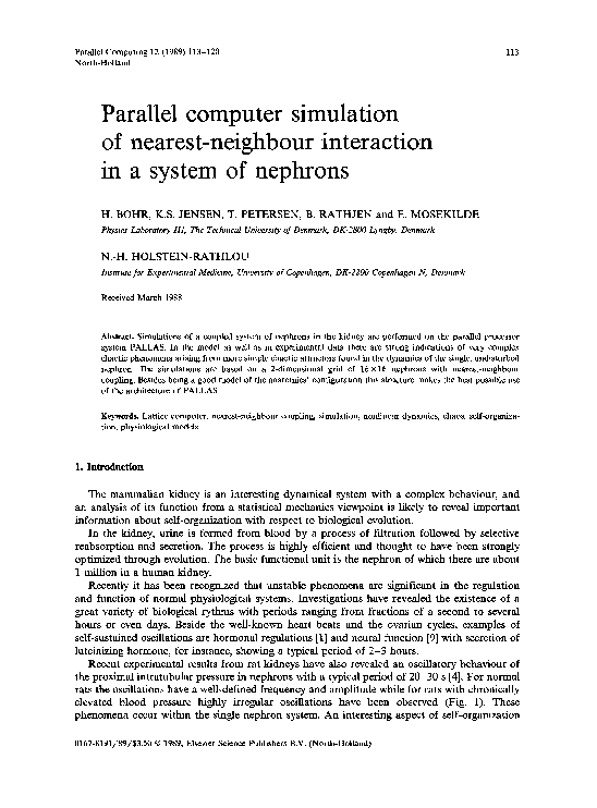 (PDF) Parallel computer simulation of nearest-neighbour interaction in a system of nephrons