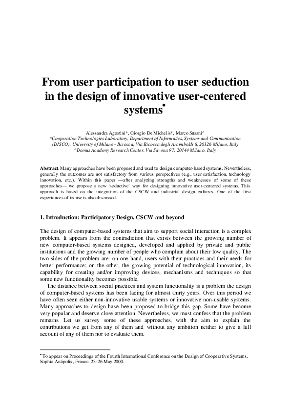 (PDF) From user participation to user seduction in the design of ...