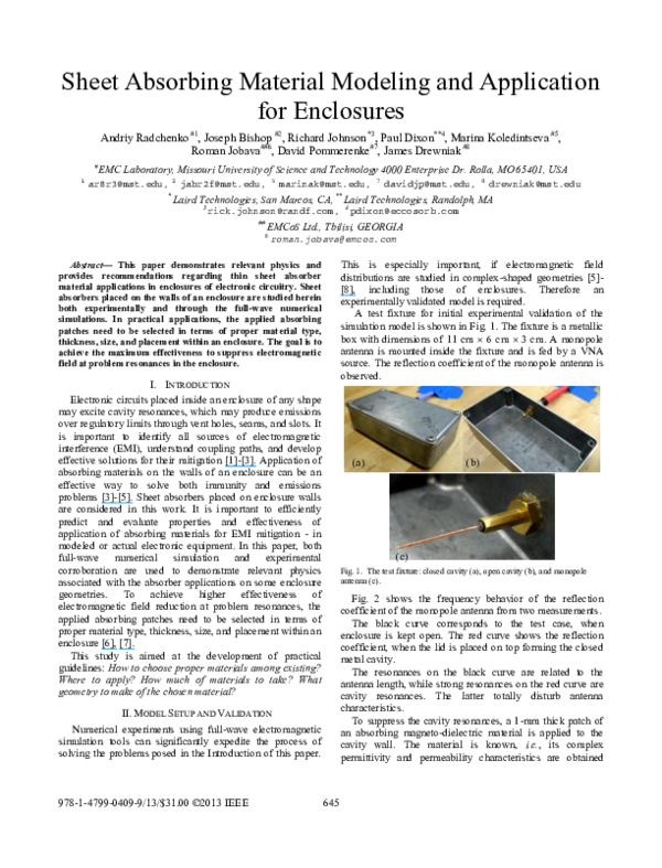 (PDF) Sheet absorbing material modeling and application for enclosures