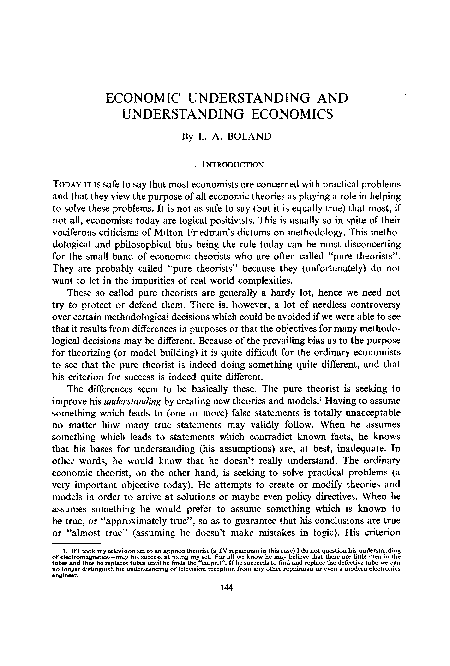 (PDF) Economic Understanding and Understanding Economics