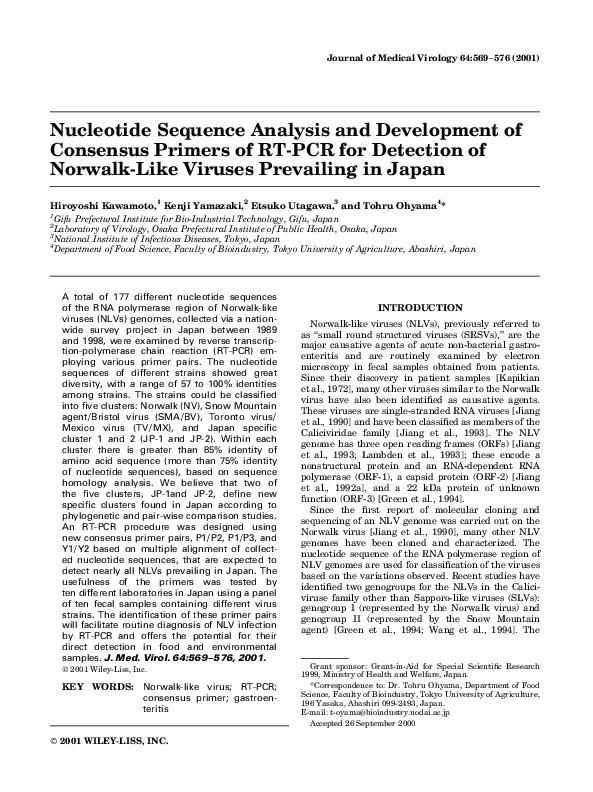 (PDF) Nucleotide sequence analysis and development of consensus primers of RT-PCR for detection ...