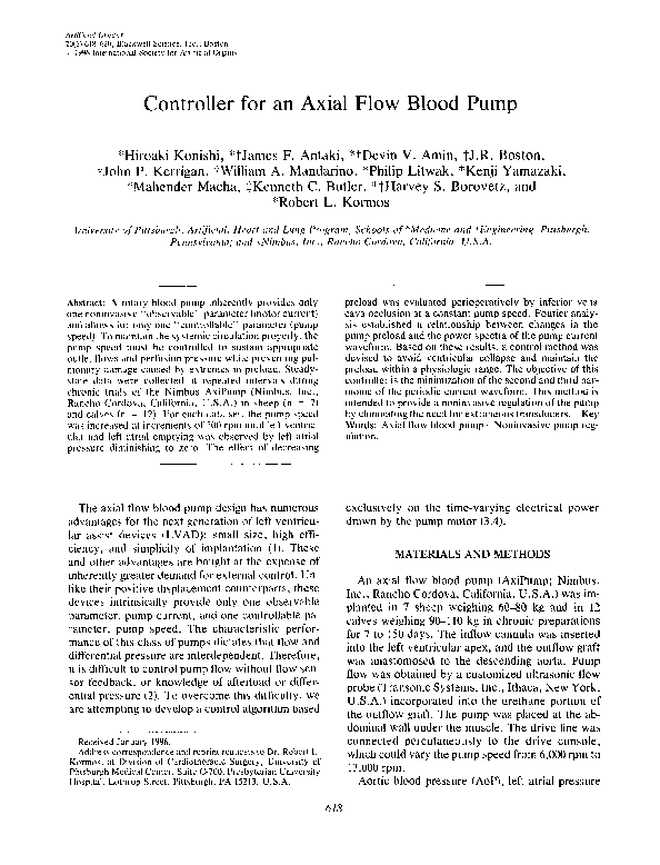 (PDF) Controller for an Axial Flow Blood Pump