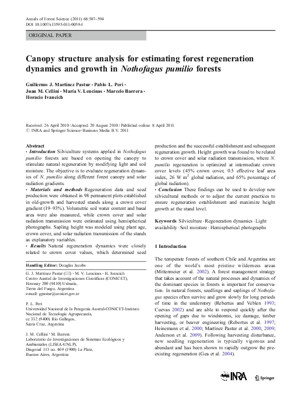 Pdf Canopy Structure Analysis For Estimating Forest Regeneration