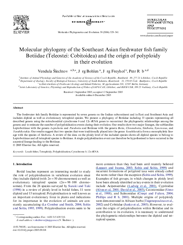 (PDF) Molecular phylogeny of the Southeast Asian freshwater fish family ...