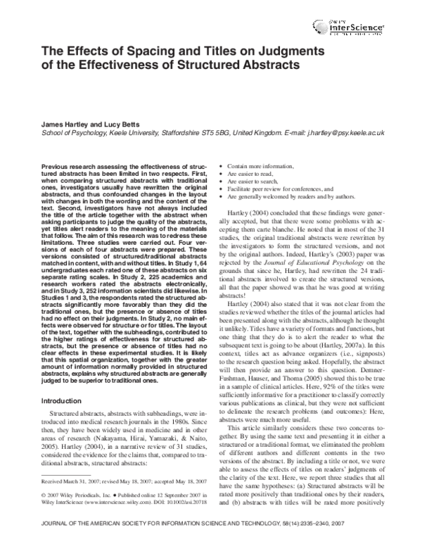 (PDF) The effects of spacing and titles on judgments of the ...