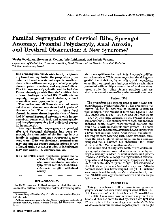 (PDF) Familial segregation of cervical ribs, sprengel anomaly, preaxial ...