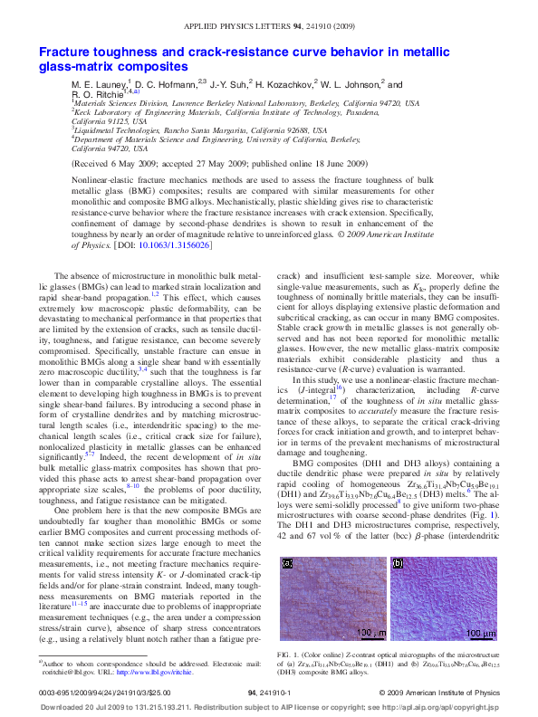 (PDF) Fracture toughness and crack-resistance curve behavior in ...