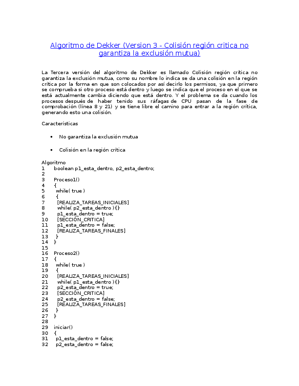 (DOC) Algoritmo de Dekker version | alberto Peña - Academia.edu