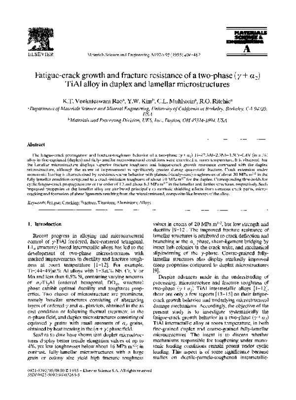 (PDF) Fatigue-crack growth and fracture resistance of a two-phase (γ ...
