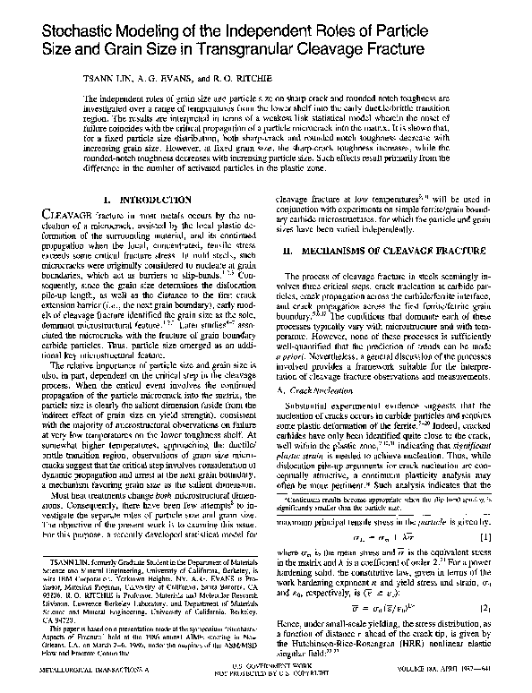 (PDF) Stochastic modeling of the independent roles of particle size and grain size in ...