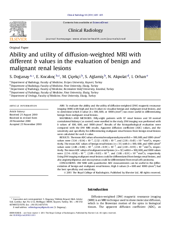 (PDF) Ability and utility of diffusion-weighted MRI with different b ...