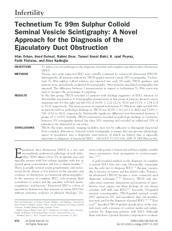 (PDF) Technetium Tc 99m Sulphur Colloid Seminal Vesicle Scintigraphy: A ...