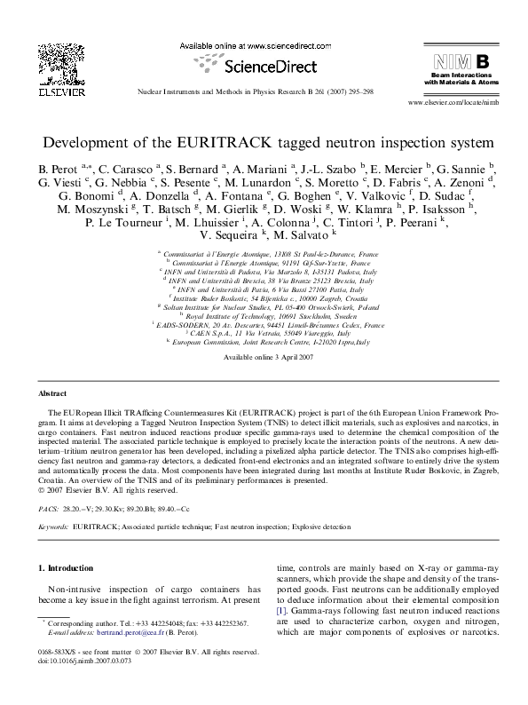 (PDF) Development of the EURITRACK tagged neutron inspection system