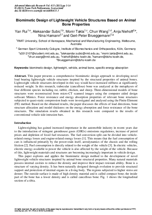 (PDF) Biomimetic Design of Lightweight Vehicle Structures Based on ...