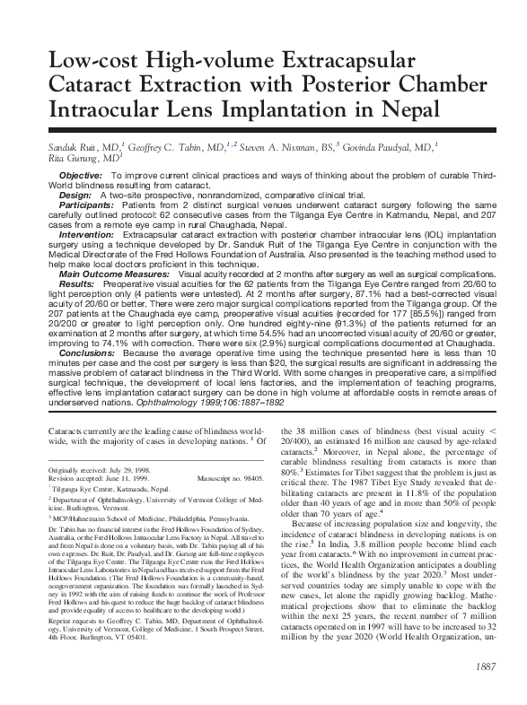 (PDF) Low-cost high-volume extracapsular cataract extraction with ...