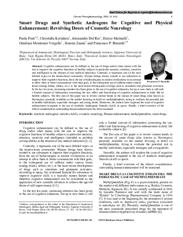 (PDF) Smart Drugs and Synthetic Androgens for Cognitive and Physical ...